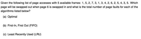 Solved Given The Following List Of Page Accesses With 5