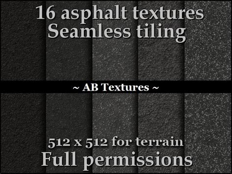 Second Life Marketplace 16 Asphalt Textures 512x512 Tga Full Permissions