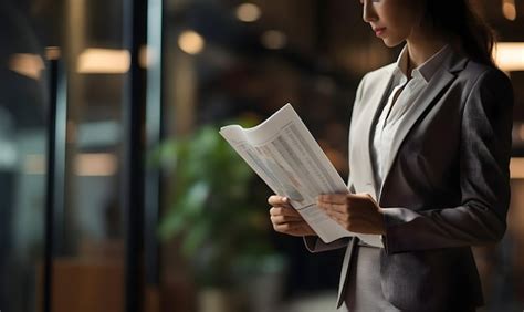 premium photo business person reading annual report or business