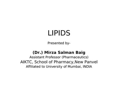 Classification Of Lipids According To Chemical Structure Pptx Chemistry Science