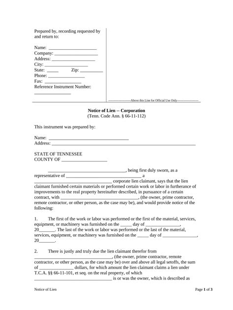 Notice Of Intent To Lien Tennessee Fill Out And Sign Online Dochub