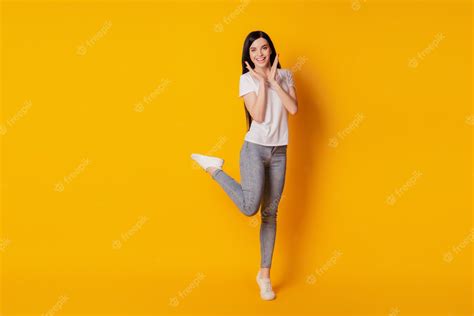 Premium Photo Full Body Photo Of Cool Attractive Girl Happy Positive