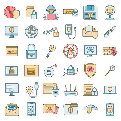 Internet Security Icon Set Vector Color 33357708 Vector Art At Vecteezy