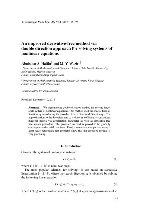 pdf an improved derivative free method via double direction approach