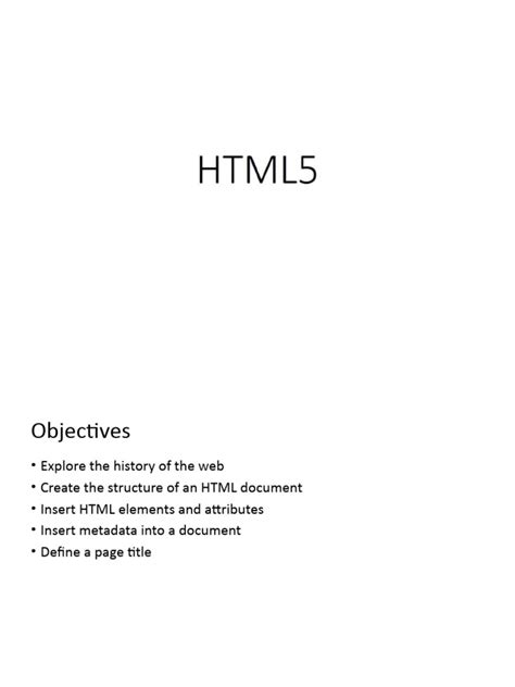 Html5 Overview And Basic Tags Pdf Html Xhtml