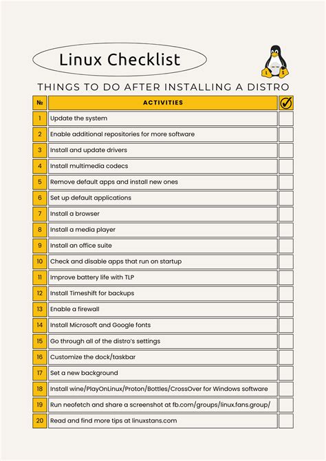 Linux Checklist 20 Things To Do After Installing A Distro