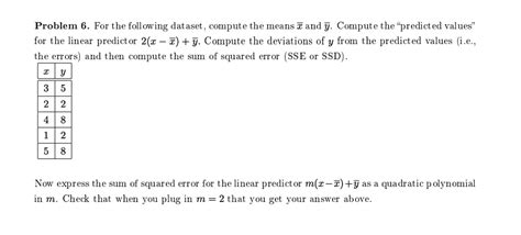 Solvedproblem 6 For The Following Dataset Compute The Means â‚¬ And G
