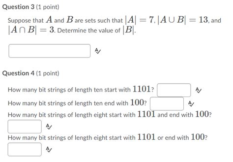 Solved Question 3 1 Point Suppose That A And B Are Sets Chegg Com