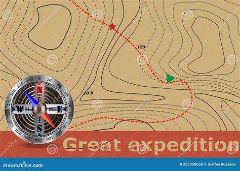 Travel Great Expedition And Azimuth Compass And Map The Background Of