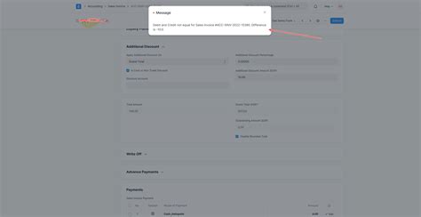 Submit Sales Invoice Debit Not Equal Credit Error When Applying