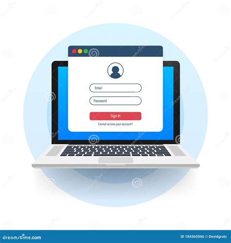 Sign In To Account User Authorization Login Authentication Page Concept Laptop With Login And