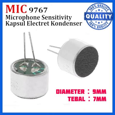 Jual Mic 9767 9x7mm 2 Pins Capacitive Capsule Electret Microphone