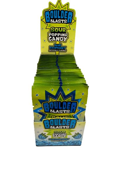 Kokos Boulder Blasts Sour Popping Candy Blue Raspberry 0 35 Oz All City Candy