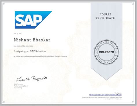 Nishant Bhaskar On Linkedin Completed Designing An Sap Solution Via Coursera Learnings Sap