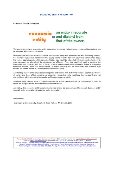 Economic Entity Assumption Pdf