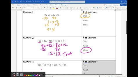 No Solution One Solution Many Solutions Youtube