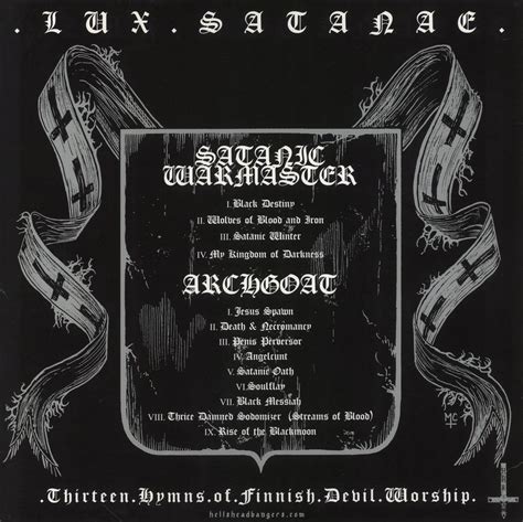 Satanic Warmaster Lux Satanae Thirteen Hymns Of Finnish Devil Worship