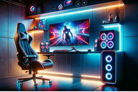 Video Gaming Equipment Internet Personal Home Computer Setup Monitor Ergonomic Chair Ai