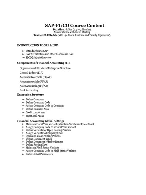 Sap Fico Course Content Pdf Depreciation Payments