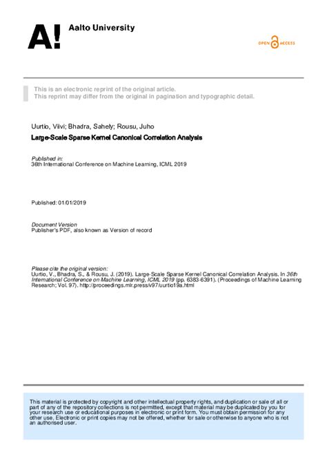 Pdf Large Scale Sparse Kernel Canonical Correlation Analysis