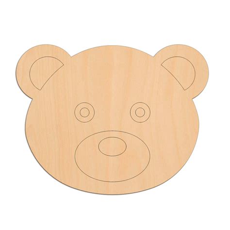Teddy Face Style A Wood Craft Shapes