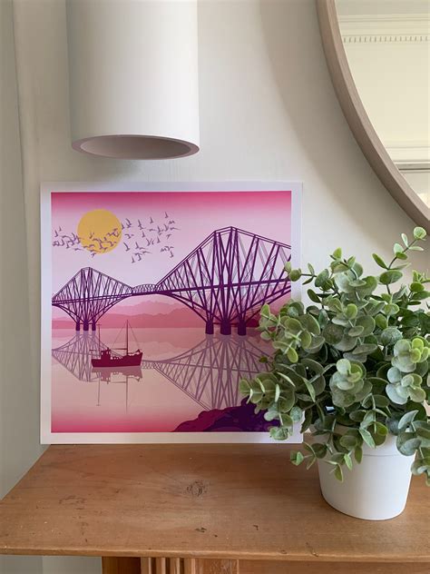 Forth Bridge Art Print Forth Rail Bridge Wall Art Graphic Print Dusk Print Scottish Wall Art