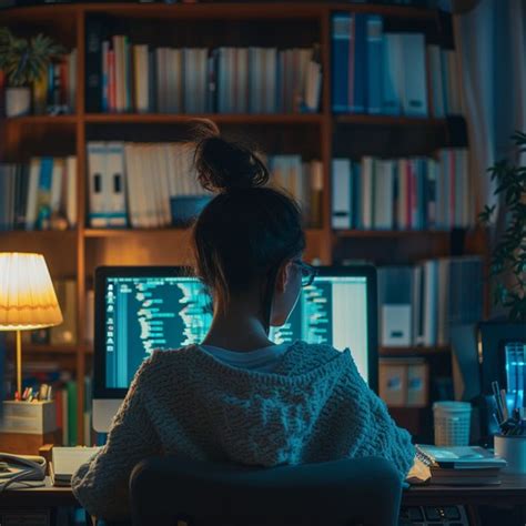 free nighttime coding session image download at stockcake