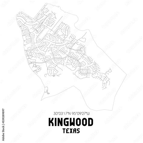 Kingwood Texas Us Street Map With Black And White Lines Stock