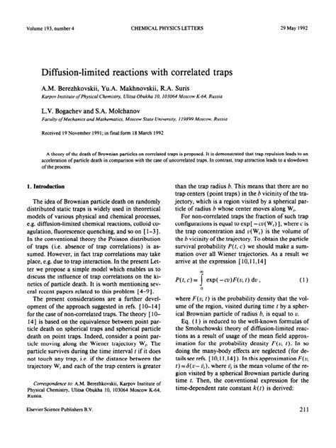 Pdf Brownian Particle Trapping By Clusters Of Traps