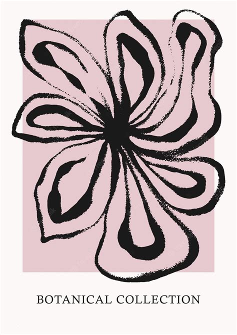 잉크 그리기 벡터 포스터 템플릿 마티스에서 영감을 받은 흑백 그림 프리미엄 벡터