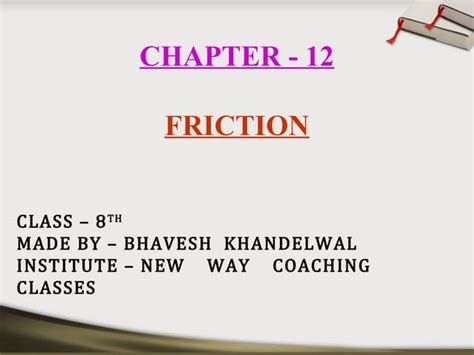 Friction Class 8 Ncert Powerpoint Presentation Pdf