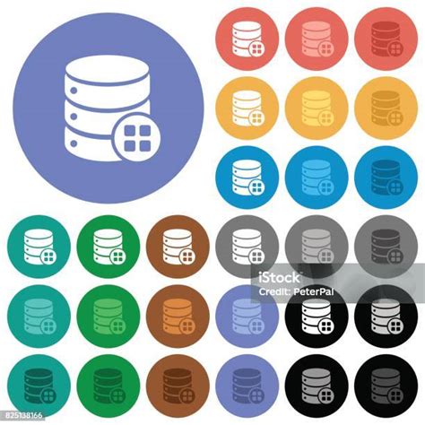 Database Modules Round Flat Multi Colored Icons Stock Illustration
