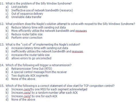 Solved 11 What Is The Problem Of The Silly Window Syndrome