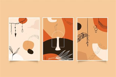 조각 손으로 그린 Boho 커버 컬렉션 무료 벡터