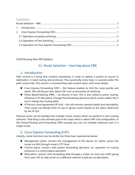 Route Selection PBR Cisco Networking Syllabus