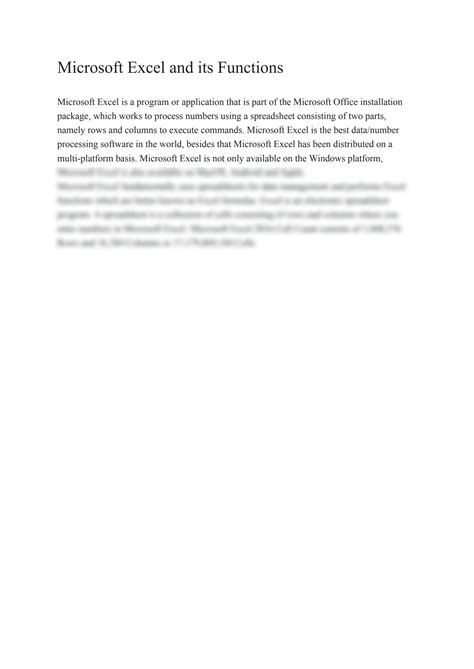 SOLUTION Microsoft Excel And Its Functions Studypool