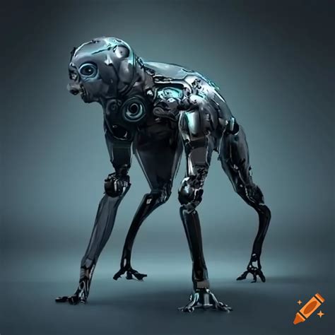 Futuristic Quadrupedal Cyborg With Metallic Body And Robotic Limbs On