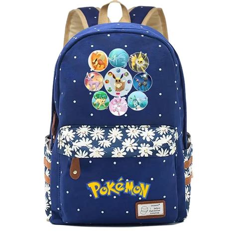 Kawaii Cartoon Pokemon Eevee Evolution Printed Backpack