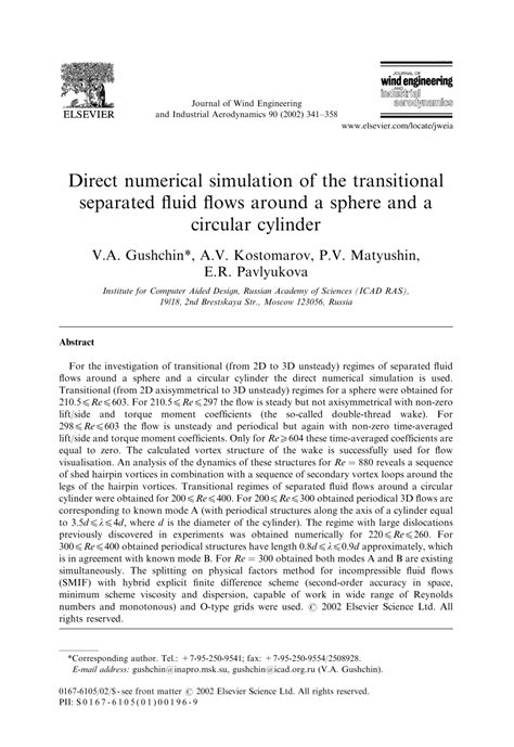 Pdf Direct Numerical Simulation Of The Transitional Separated Fluid