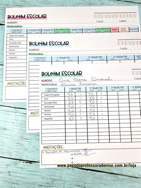Modelo De Boletim Escolar Infantil
