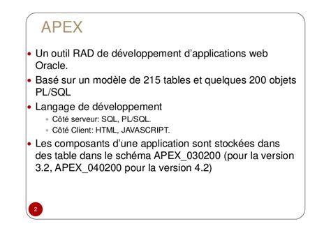 Apex Et Applications Oracle Télécharger Cours Informatique En Pdf