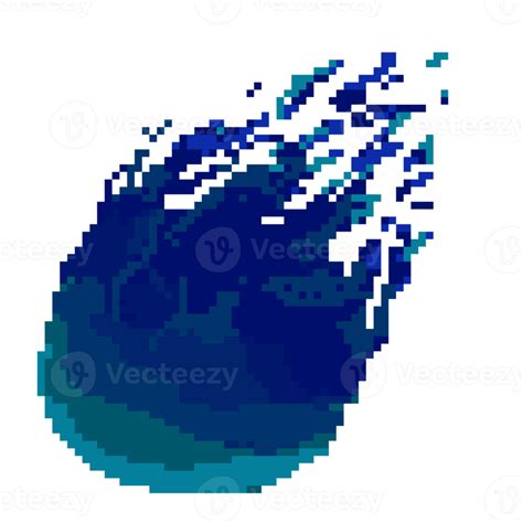 Blue Flaming Fire Ball Pixel Illustration 29722737 Png