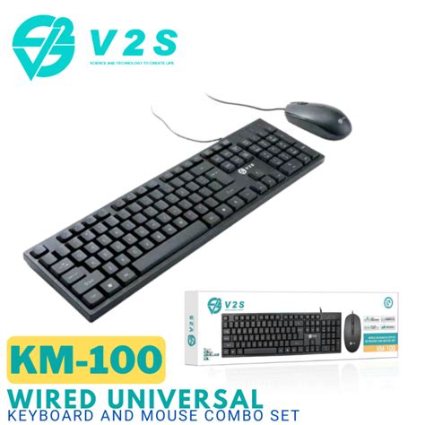 V2s Km100 Universal Wired Keyboard And Mouse Combo Bundle Set Perfect For Office Gaming Use Usb