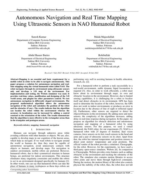 Pdf Autonomous Navigation And Real Time Mapping Using Ultrasonic Sensors In Nao Humanoid Robot