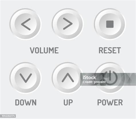 흰색 제어 패널입니다 흰색 라운드 버튼의 집합입니다 가젯 관리 개체 그룹에 대한 스톡 벡터 아트 및 기타 이미지 개체 그룹
