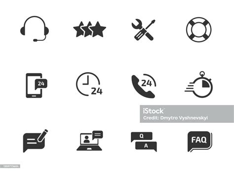 흰색으로 격리된 글리프 벡터 아이콘을 지원합니다 웹 모바일 앱 Ui 디자인 및 인쇄를 위한 지원 아이콘 세트 0명에 대한 스톡 벡터 아트 및 기타 이미지 Istock