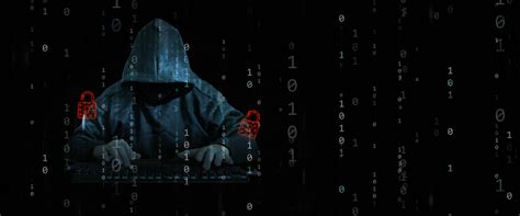 A Hacker Behind Binary Code Stream Of Data Unlock Cyber Security And