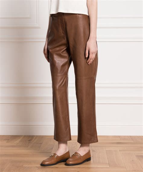 Max Mara Ulla Brown Leather Pants Ulla Acheter En Ligne Chez Symbol