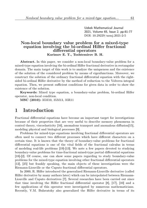 Pdf Non Local Boundary Value Problem For A Mixed Type Equation