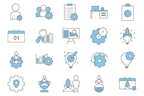 Premium Vector Project Management Icon Set Icon Related To Business Project Management Flat